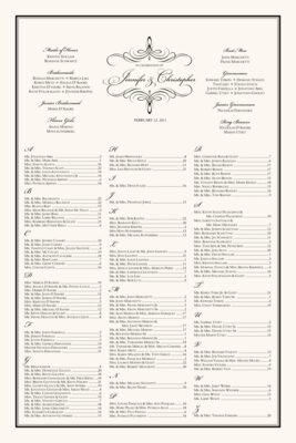 Flourish Monogram 10 Wedding Seating Chart, Seating Arrangement Chart - Documents and Designs